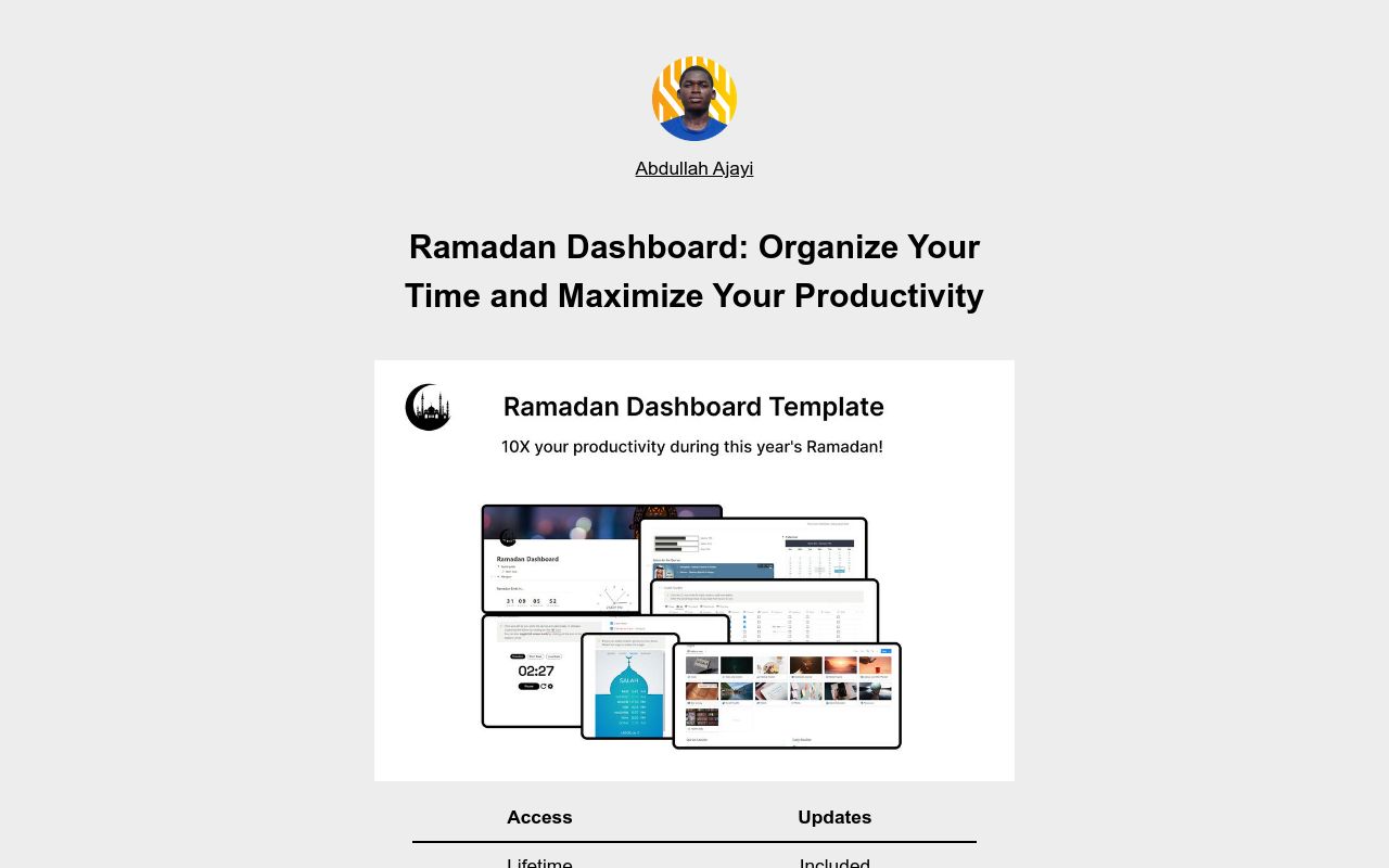Ramadan Dashboard Application